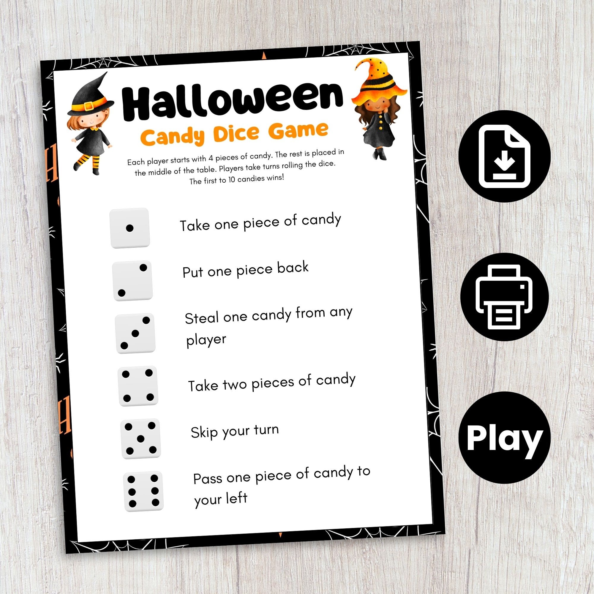 Halloween Candy Dice Game, Halloween Party Game for Kids and Adults ...