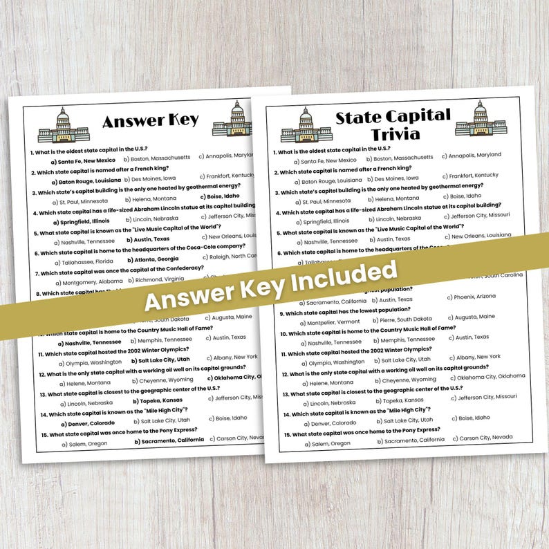 State Capital Trivia Game, USA Trivia, Patriotic Games, Us History ...
