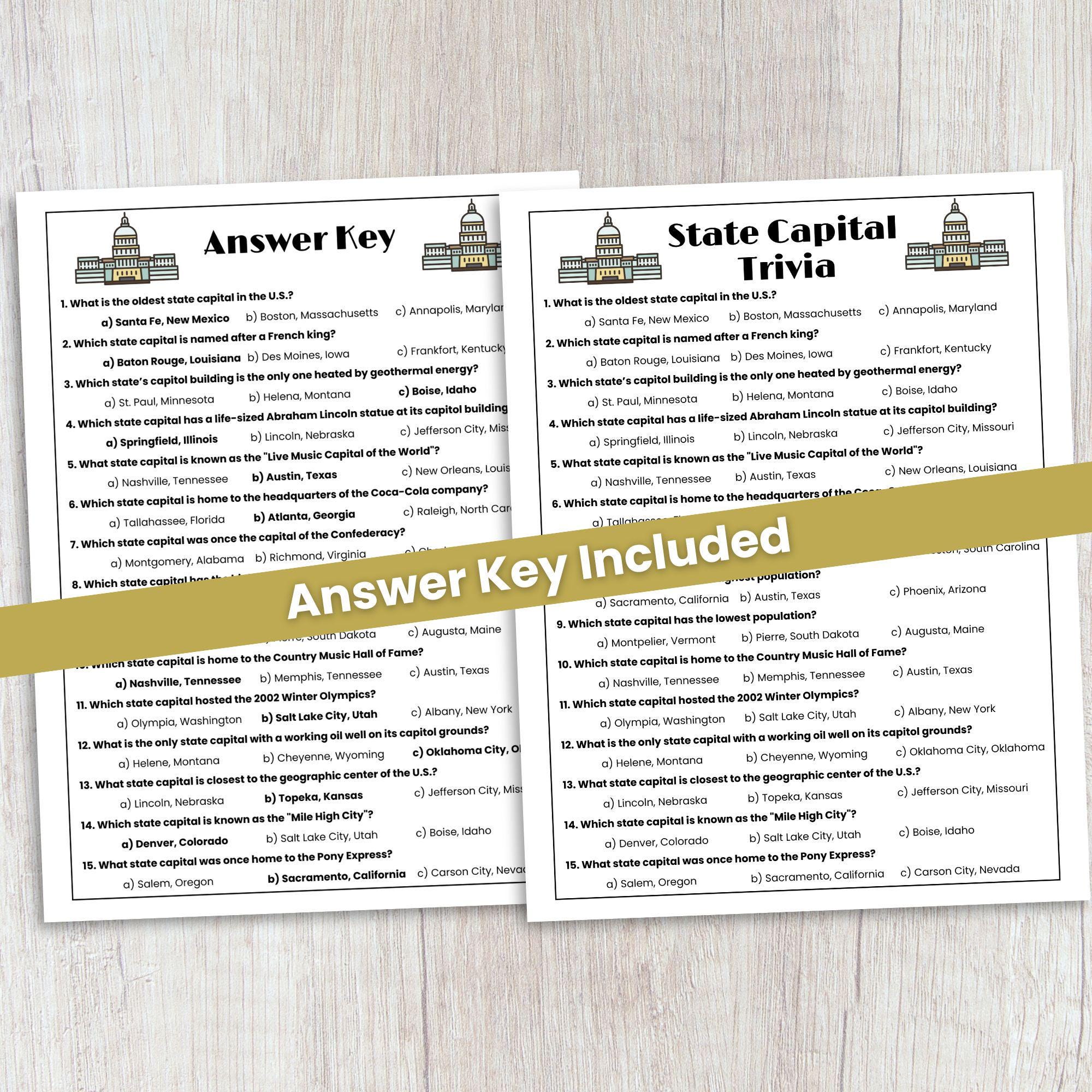 State Capital Trivia Game, USA Trivia, Patriotic Games, Us History ...
