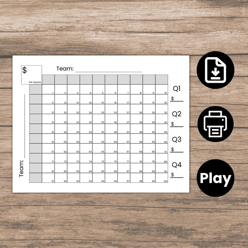 Squares Game Blank Template Bundle Including 100 Squares Grid, 50 ...