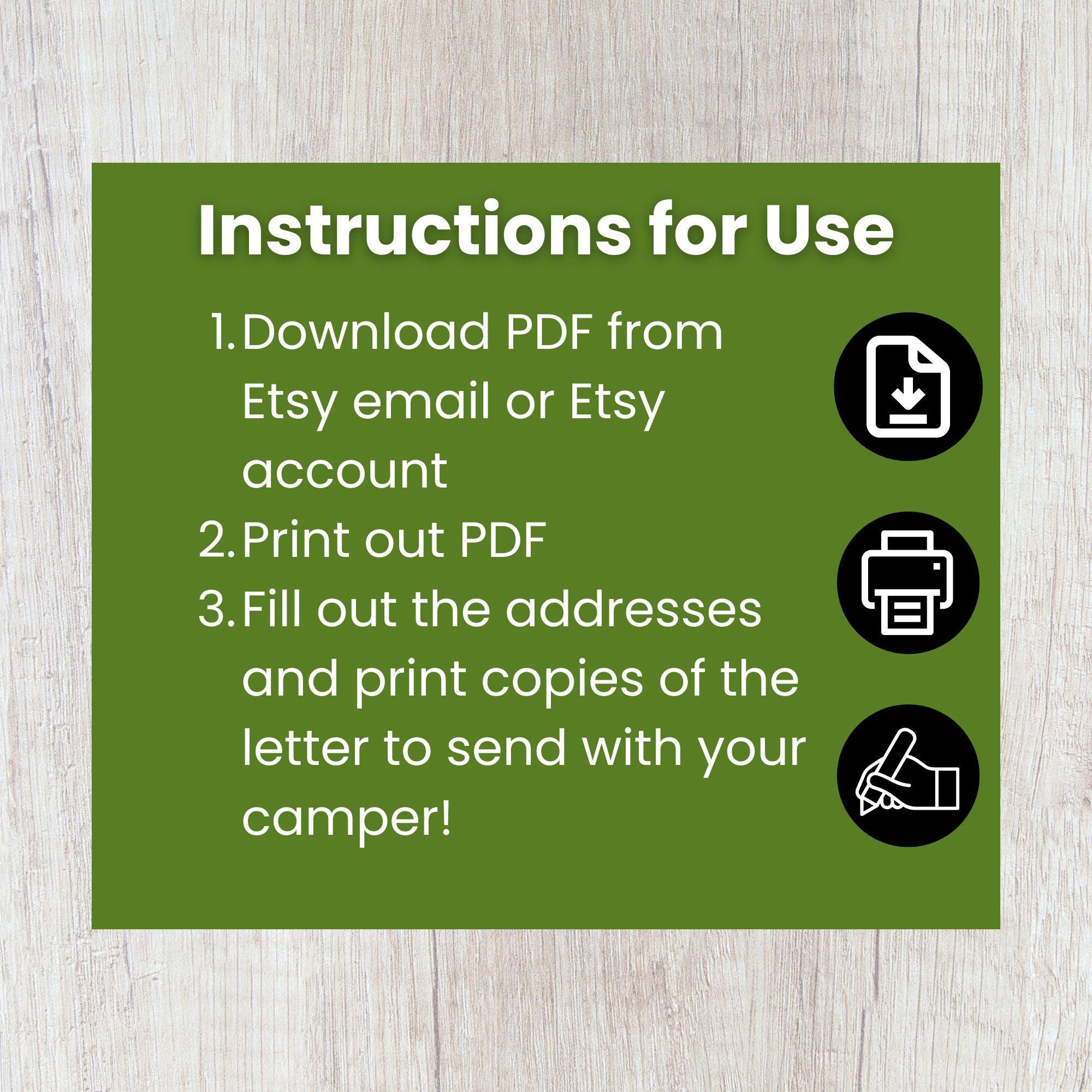 Printable Letter From Camp, Hello From Camp Letter, Summer Camp Letters ...