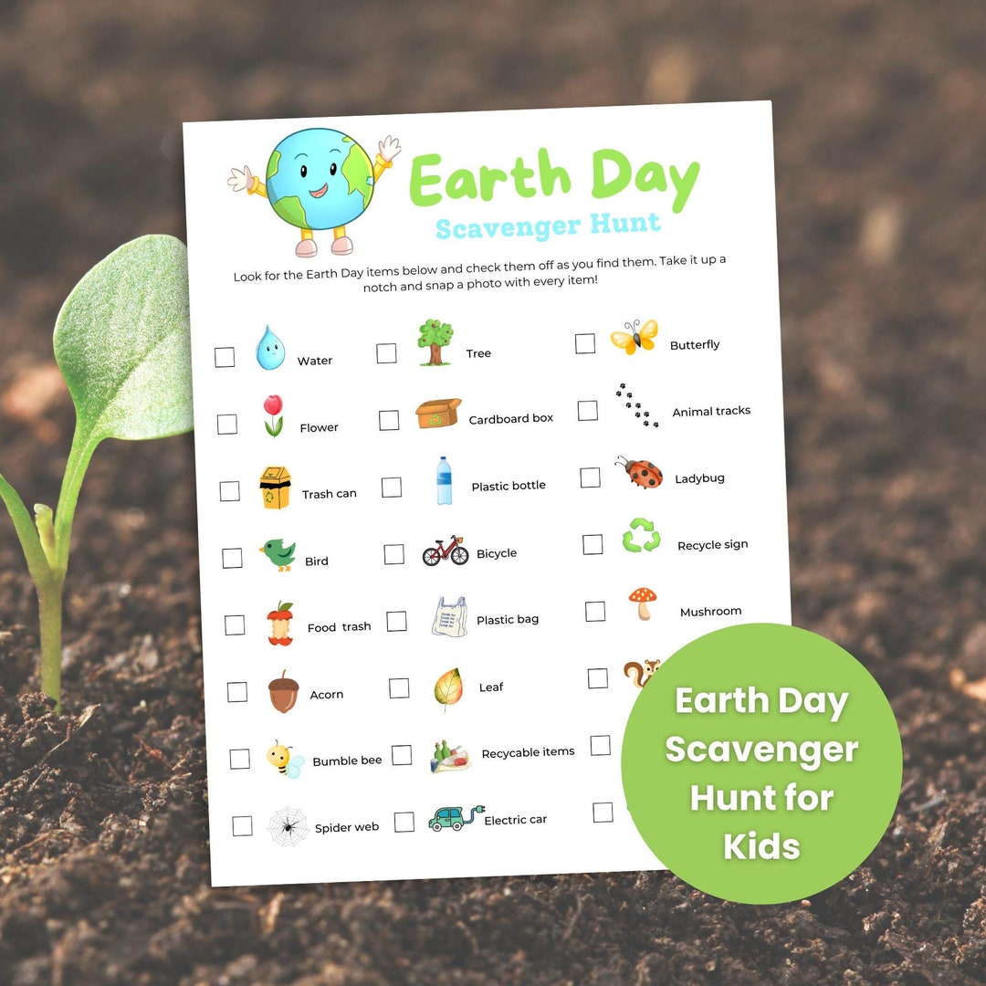 Earth Day Scavenger Hunt for Kids, Earth Day Activities, Outdoor Photo ...