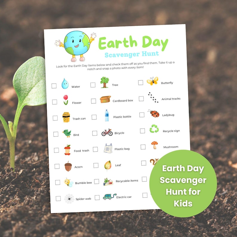 Earth Day Scavenger Hunt for Kids, Earth Day Activities, Outdoor Photo ...