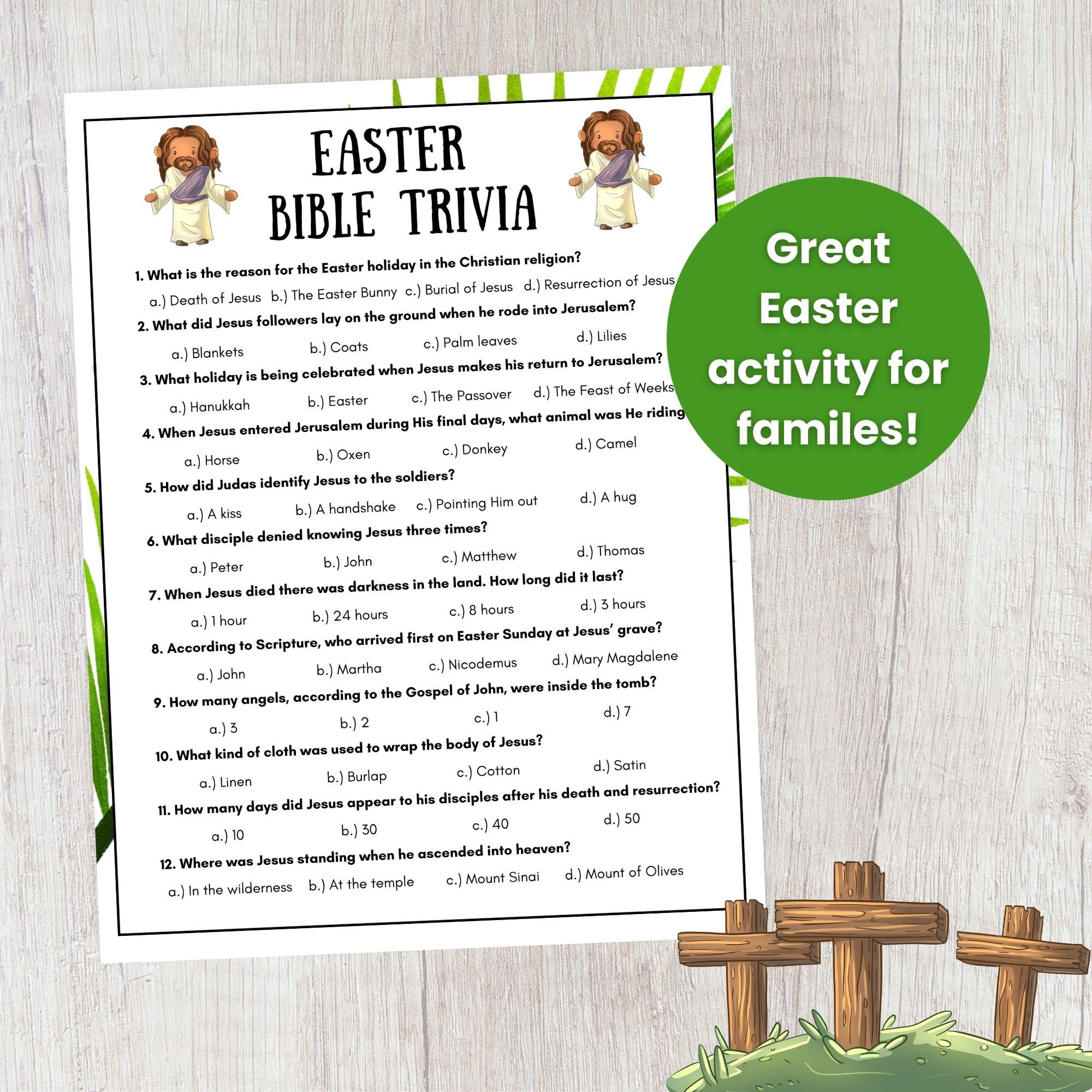 Easter Bible Trivia Game Printable, Christian Easter Games, Sunday ...