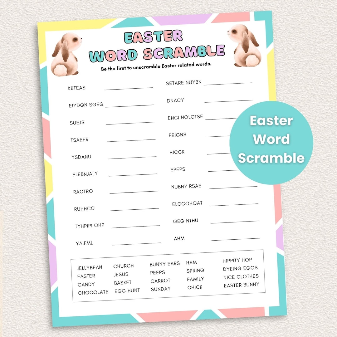 Easter Word Scramble Game, Printable Easter Game, Easter Game for Kids ...