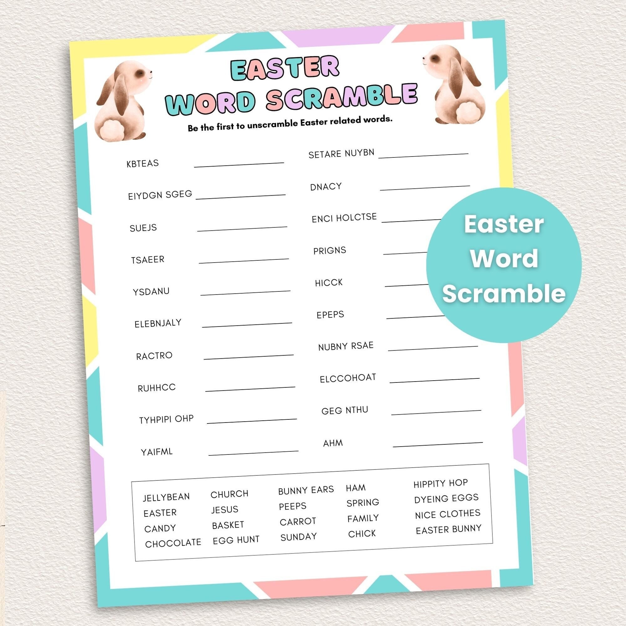Easter Word Scramble Game, Printable Easter Game, Easter Game for Kids ...
