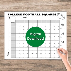 College Football Squares Game Printable, Football Fundraiser, Football ...