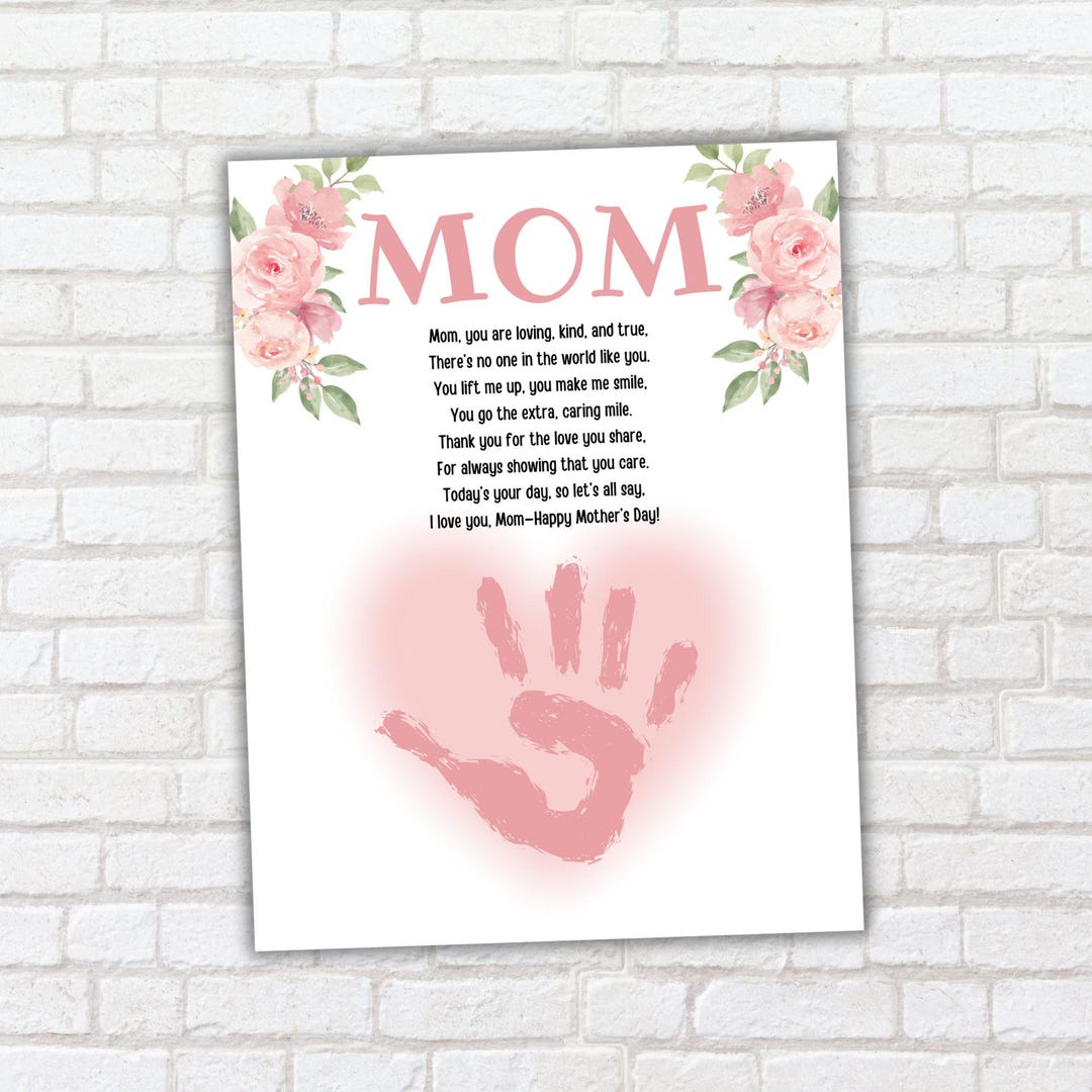 Mothers Day Handprint Art, Mom Handprint Craft, Mothers Day Poem ...