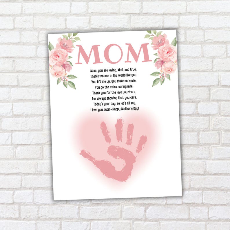Mothers Day Handprint Art, Mom Handprint Craft, Mothers Day Poem ...