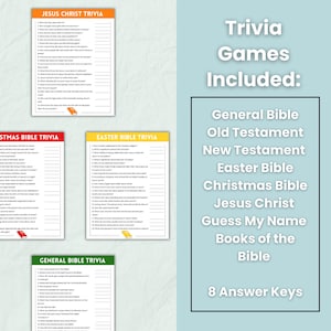 Bible Trivia Games Bundle, New Testament Trivia, Old Testament Trivia ...