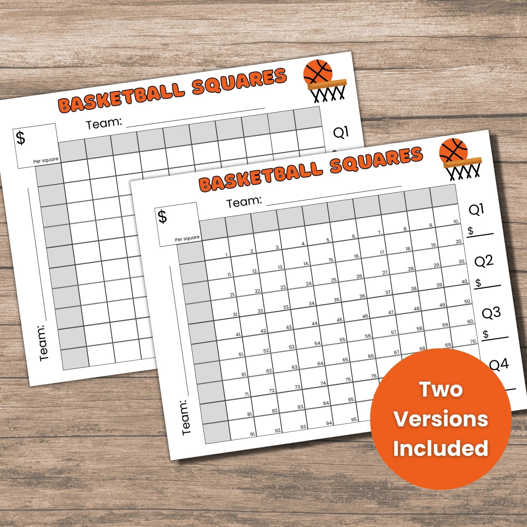 Basketball Squares Game Printable, Basketball Fundraiser, Basketball ...