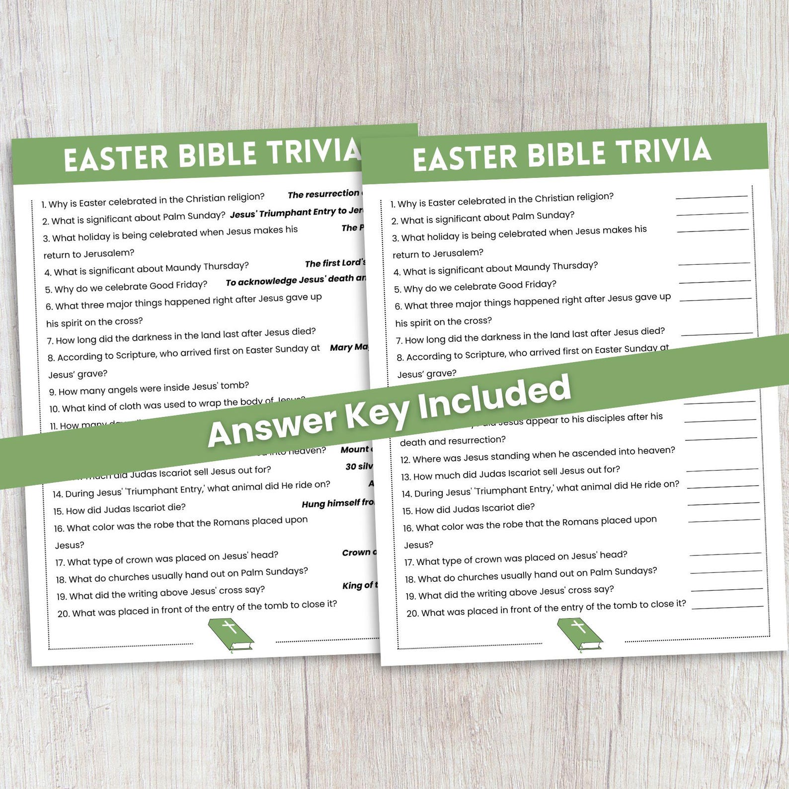 Easter Bible Trivia Game, Holy Week Printable, Easter Sunday School ...