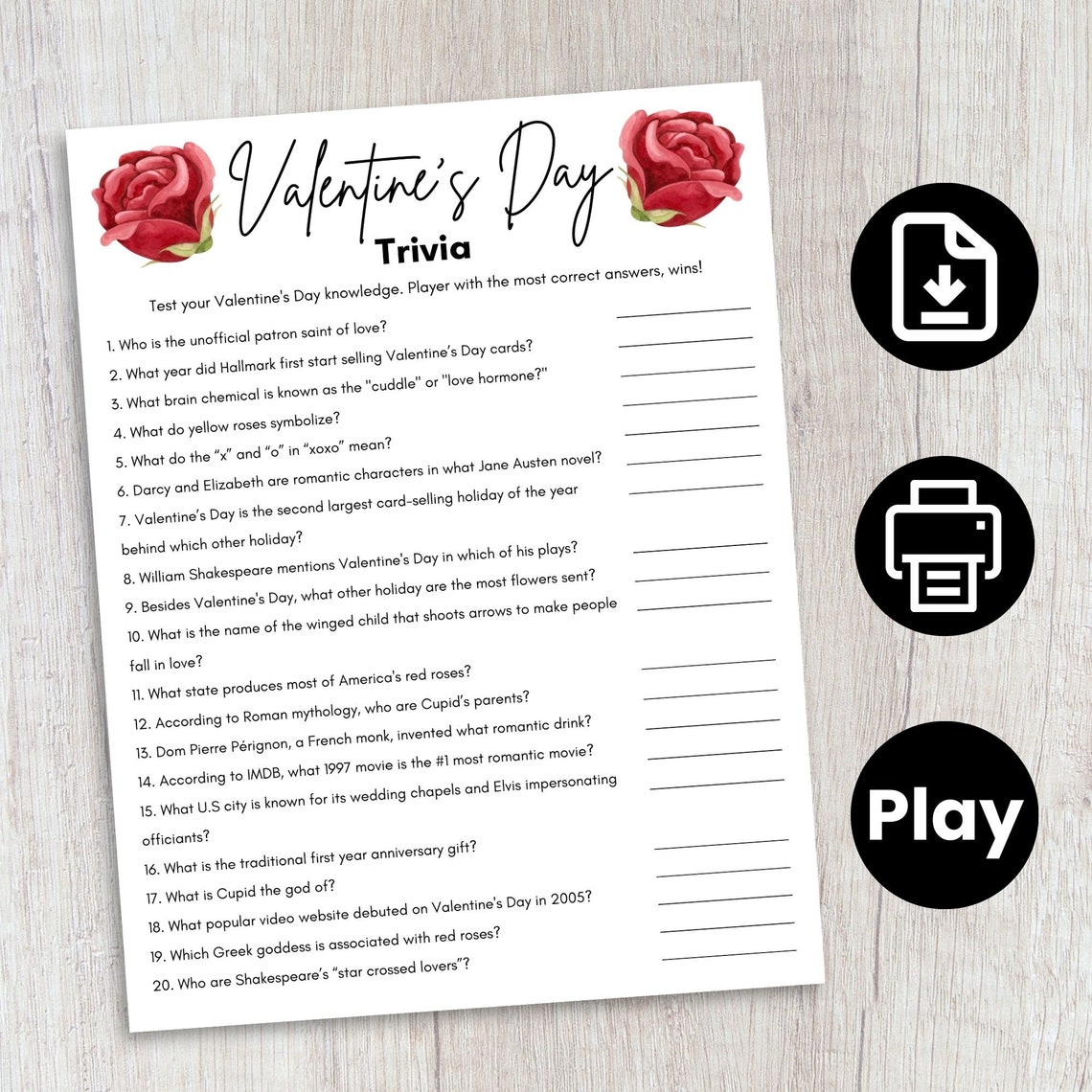 Valentines Day Trivia Game, Galentines Trivia, Holiday Trivia Game ...