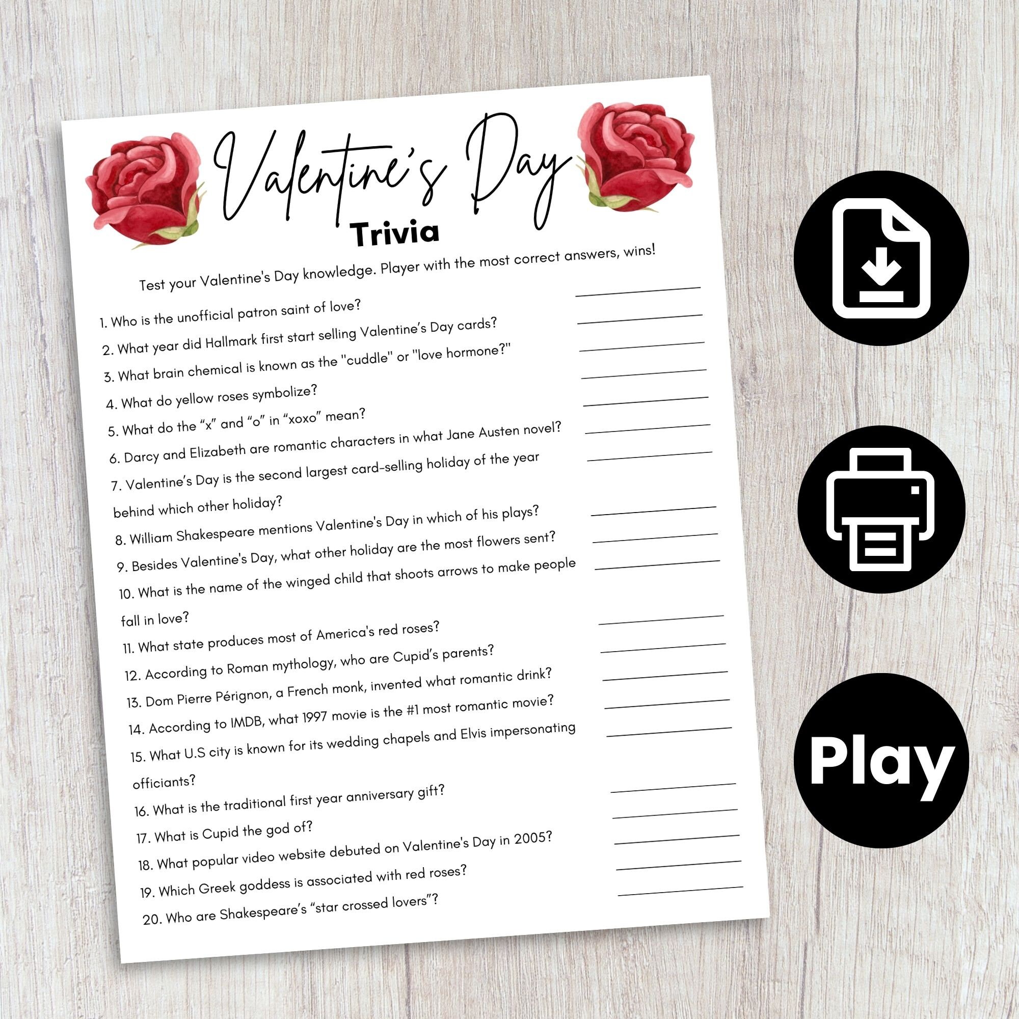 Valentines Day Trivia Game, Galentines Trivia, Holiday Trivia Game ...