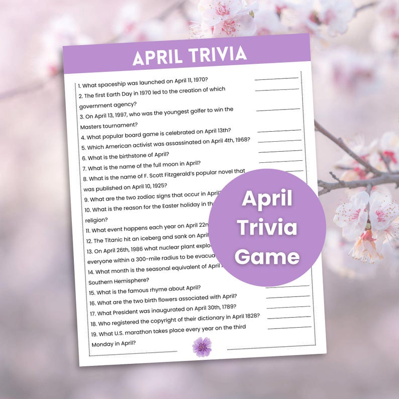 April Trivia Game, Spring Trivia Game, Easter Trivia, April Games ...