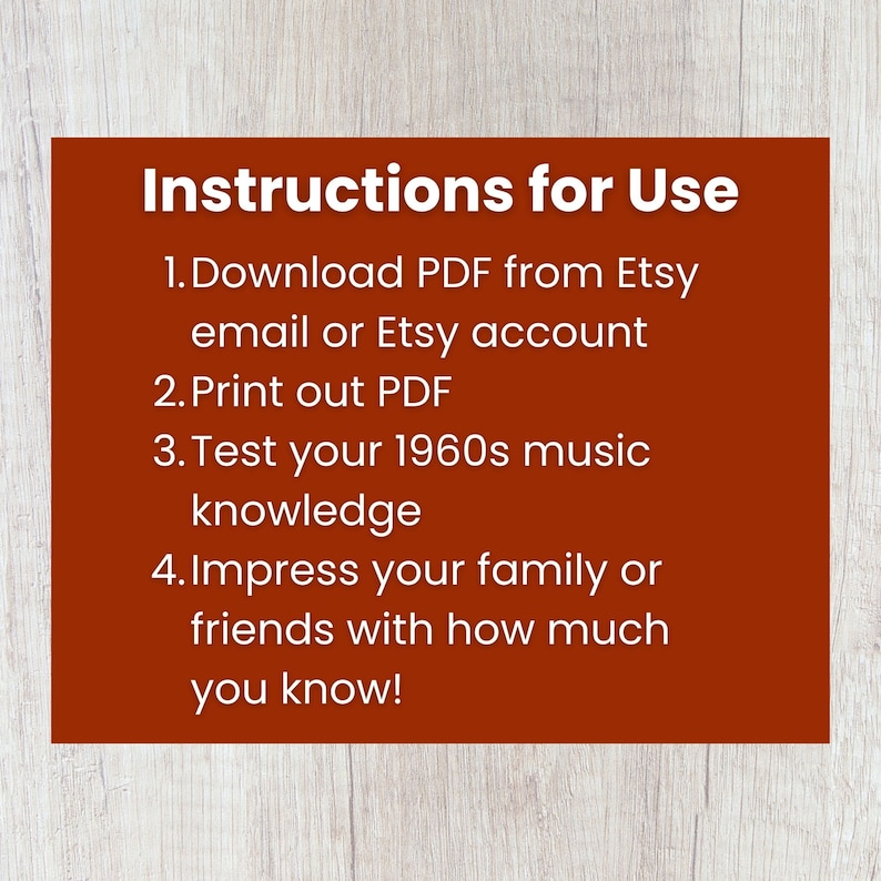 60s Music Trivia Game, 60s Theme Party Game, 60s Trivia, Decades Trivia ...