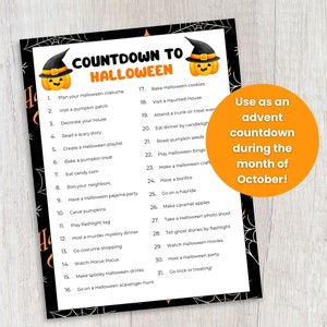 Printable Halloween Countdown Calendar for Kids, Kids Halloween Advent ...
