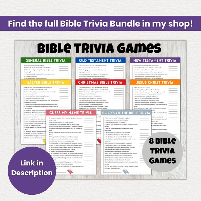 New Testament Bible Trivia Game, Bible Game for Adults, Bible Game for ...