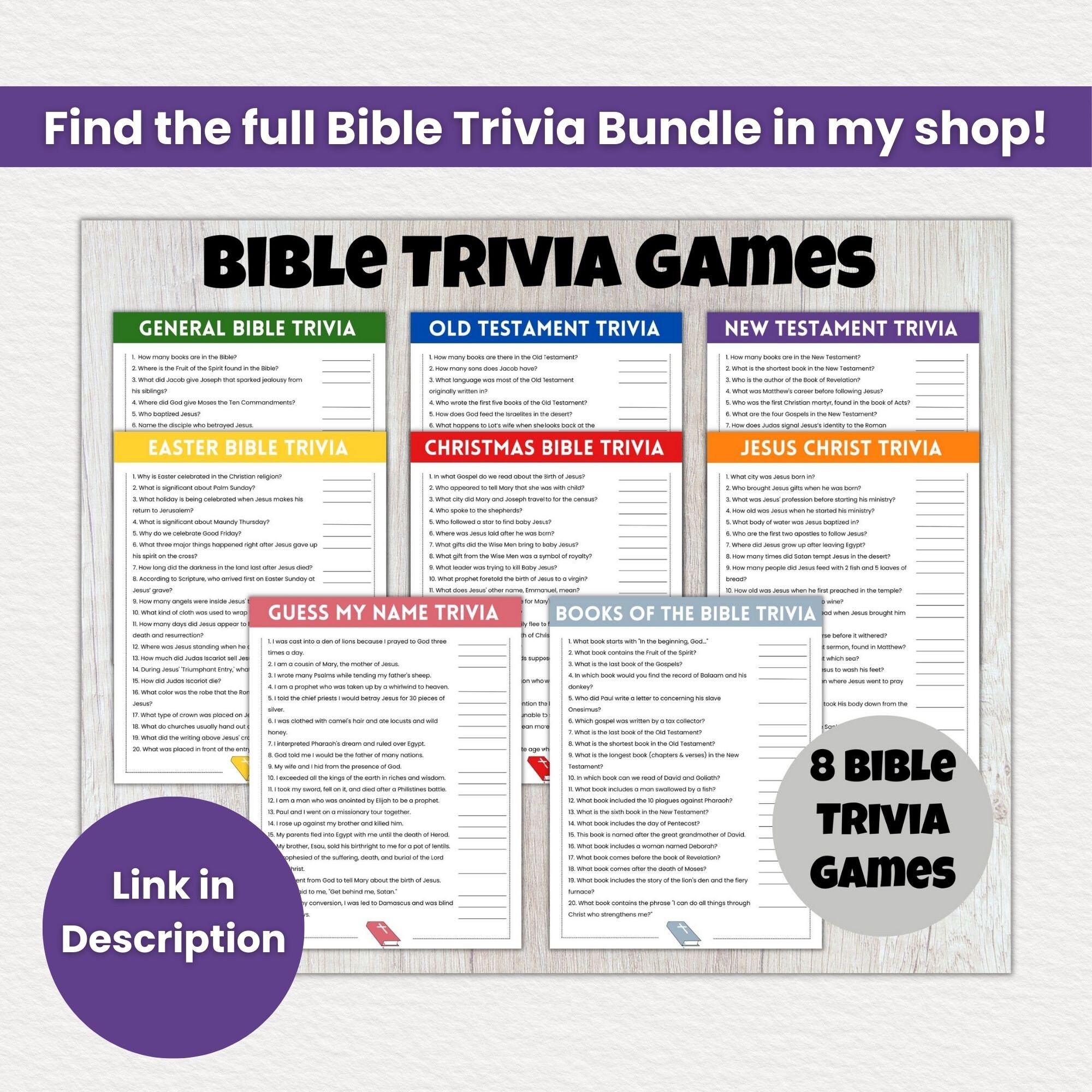 New Testament Bible Trivia Game, Bible Game for Adults, Bible Game for ...
