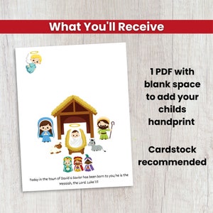 Nativity Scene Printable Handprint Art, Christmas Sunday School Craft ...