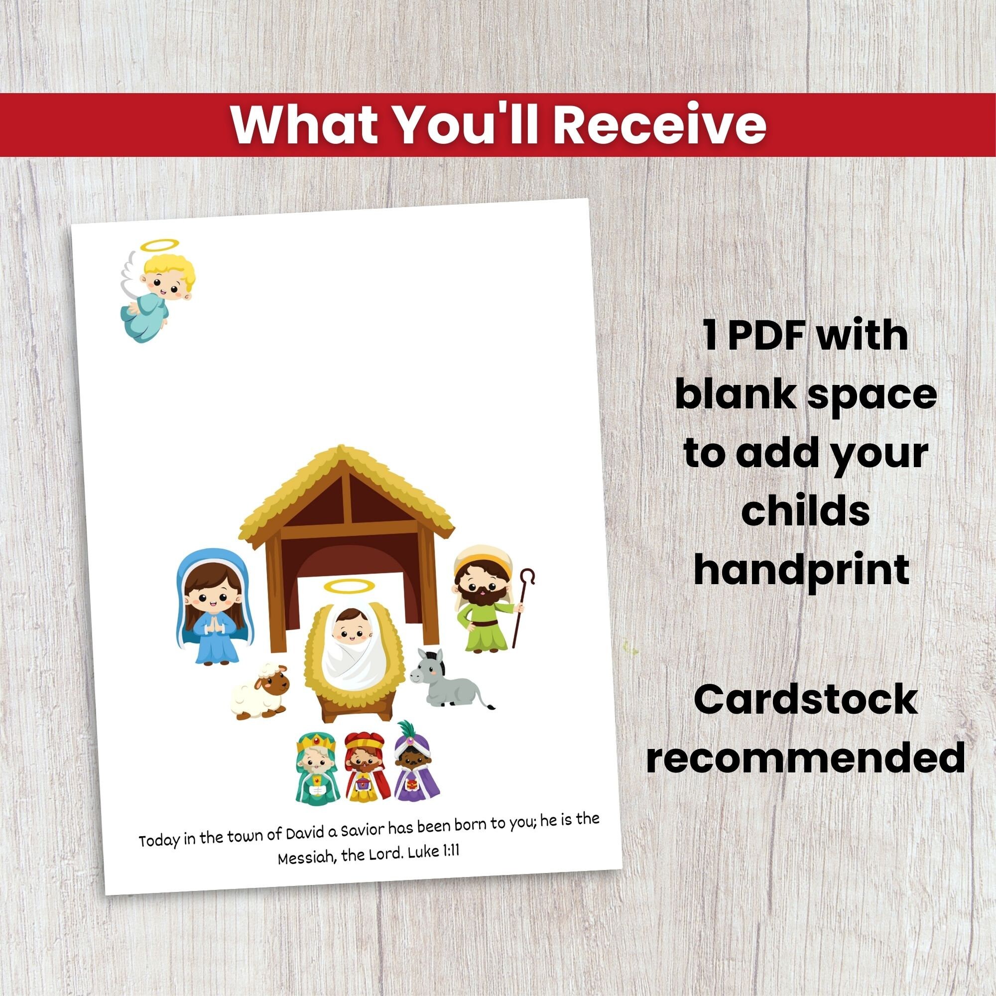 Nativity Scene Printable Handprint Art, Christmas Sunday School Craft ...