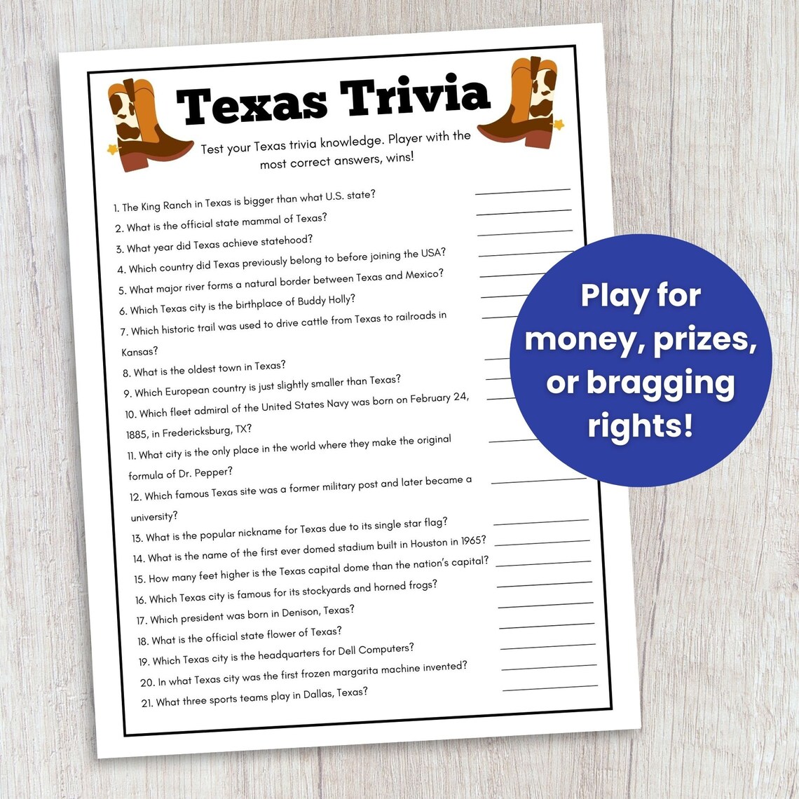 Texas Trivia Game, States Trivia, US States Trivia, Texas Game, Trivia ...