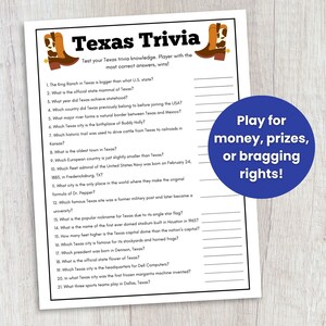 Texas Trivia Game, States Trivia, US States Trivia, Texas Game, Trivia ...