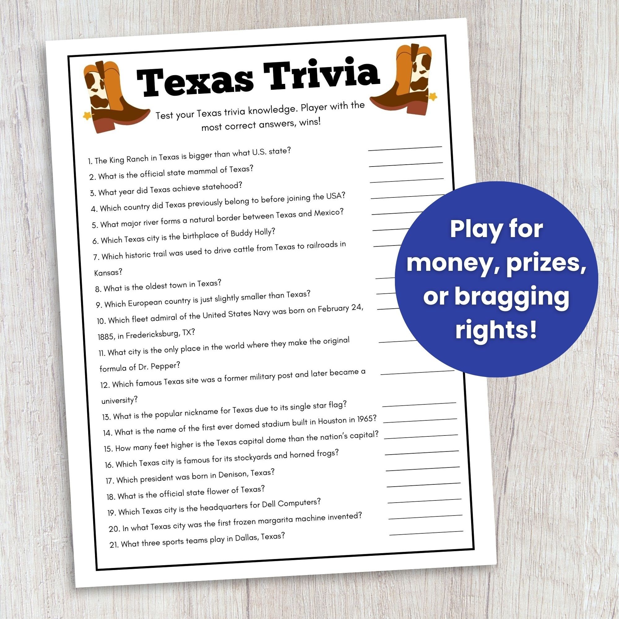 Texas Trivia Game, States Trivia, US States Trivia, Texas Game, Trivia ...