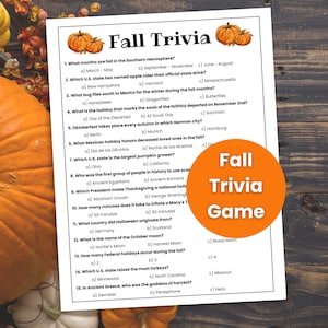 Fall Trivia Game, Holiday Trivia Game, Autumn Trivia Game, Fall Trivia ...