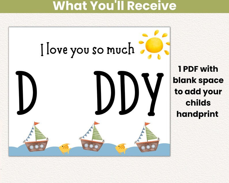 I Love You Daddy Handprint Art With Sailboat Fathers Day - Etsy