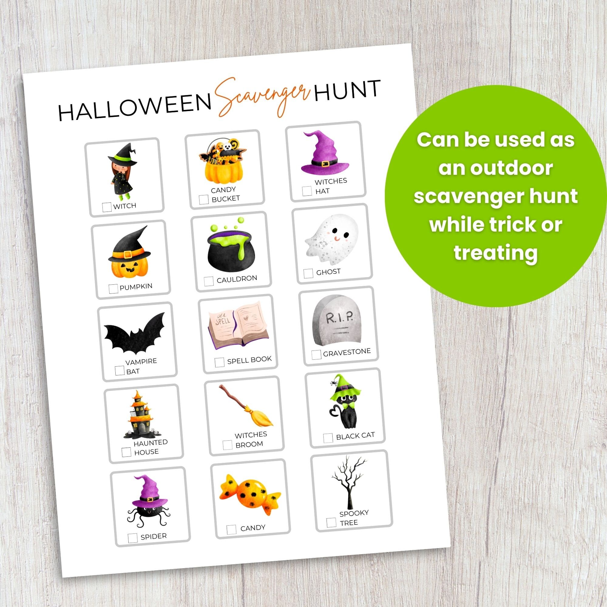 Halloween Scavenger Hunt for Kids, Outdoor Halloween Scavenger Hunt ...