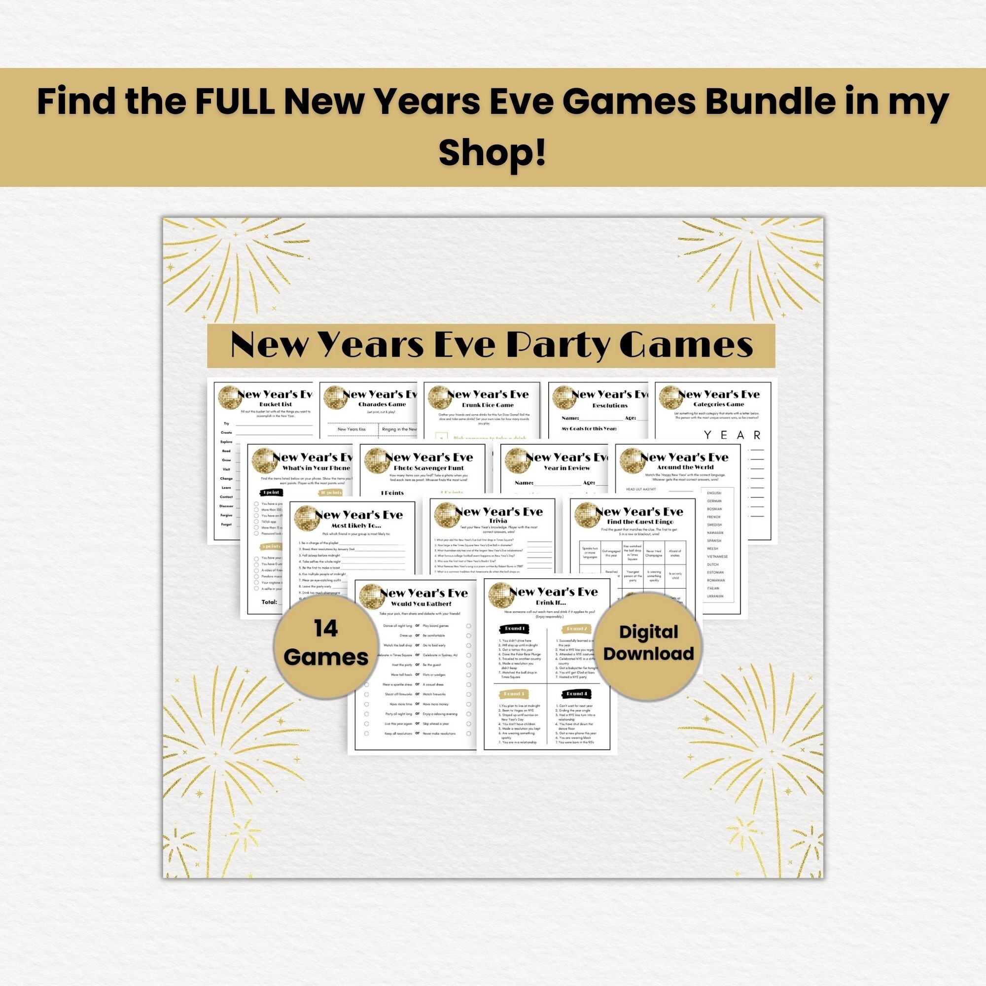 New Years Eve Find the Guest Bingo Game, NYE Games, New Years Eve Party ...