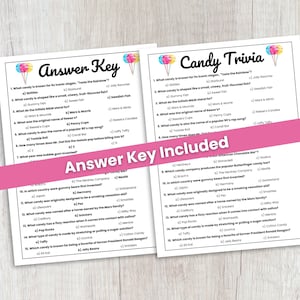 Candy Trivia Game, Printable Candy Trivia, Candy Game, Food Trivia ...