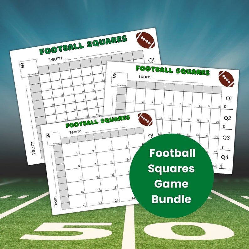 Football Squares Game Bundle, Football Fundraiser, Football Betting ...