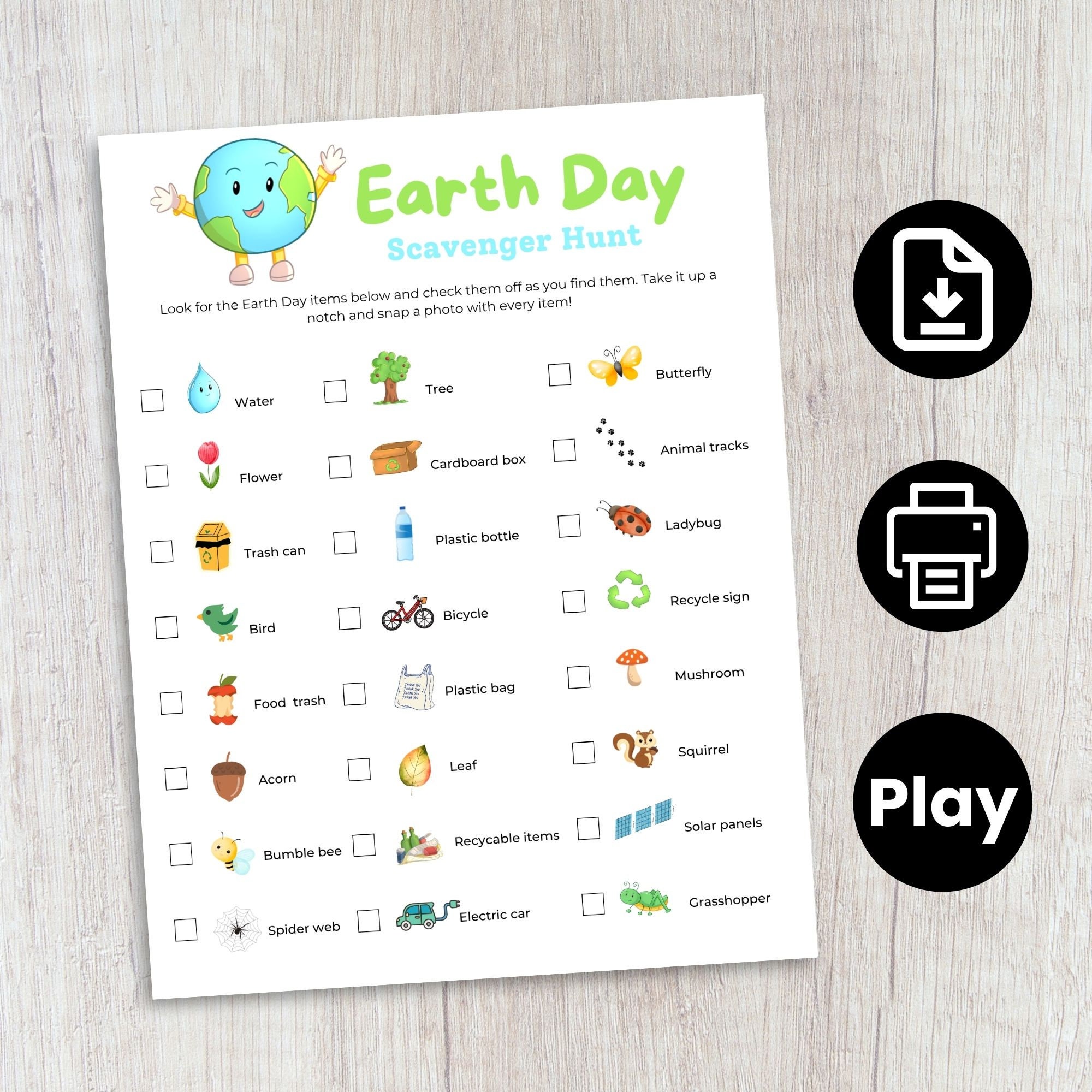 Earth Day Scavenger Hunt for Kids, Earth Day Activities, Outdoor Photo ...