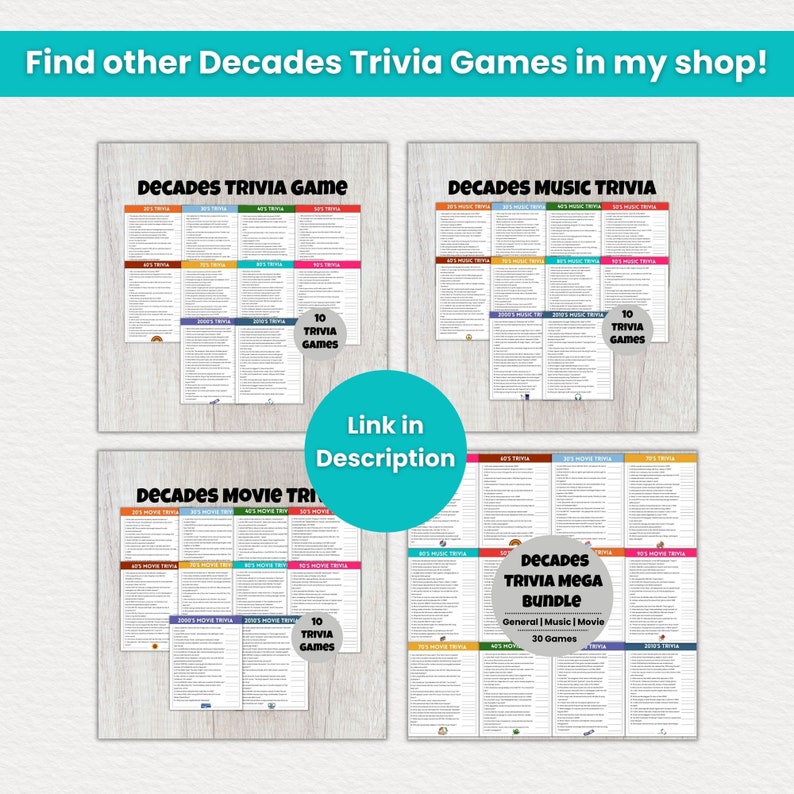 80s Trivia Game Bundle, 80s Music Trivia, 80s Movie Trivia, 80s Party ...