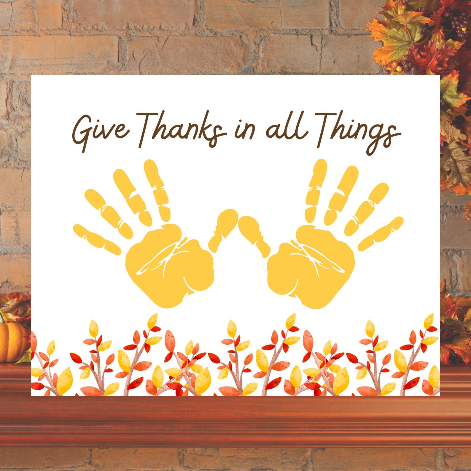 Give Thanks Handprint Craft, Fall Handprint Craft, Autumn Handprint Art ...