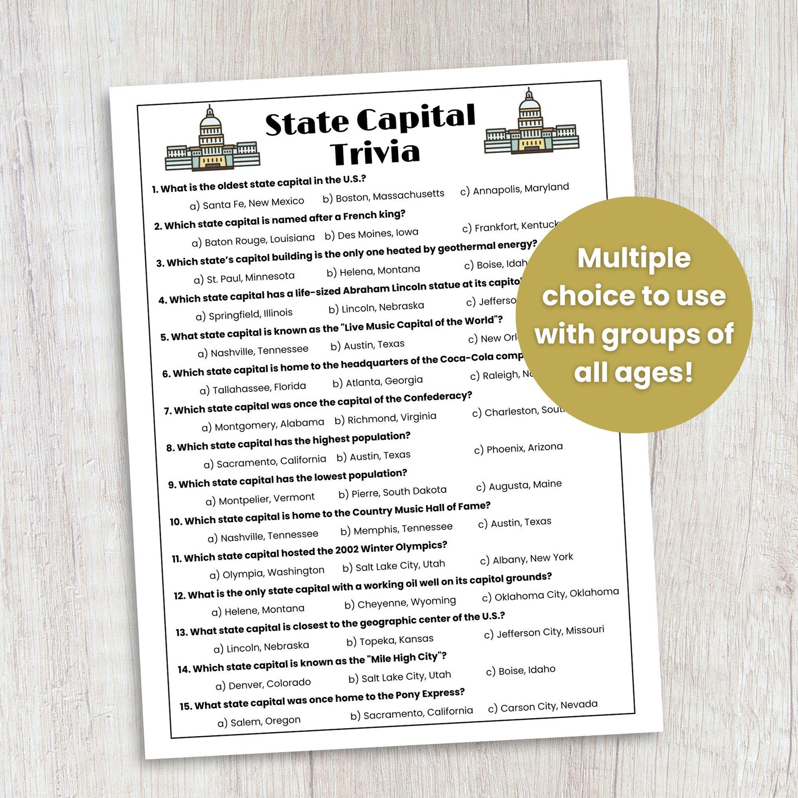 State Capital Trivia Game, USA Trivia, Patriotic Games, Us History ...