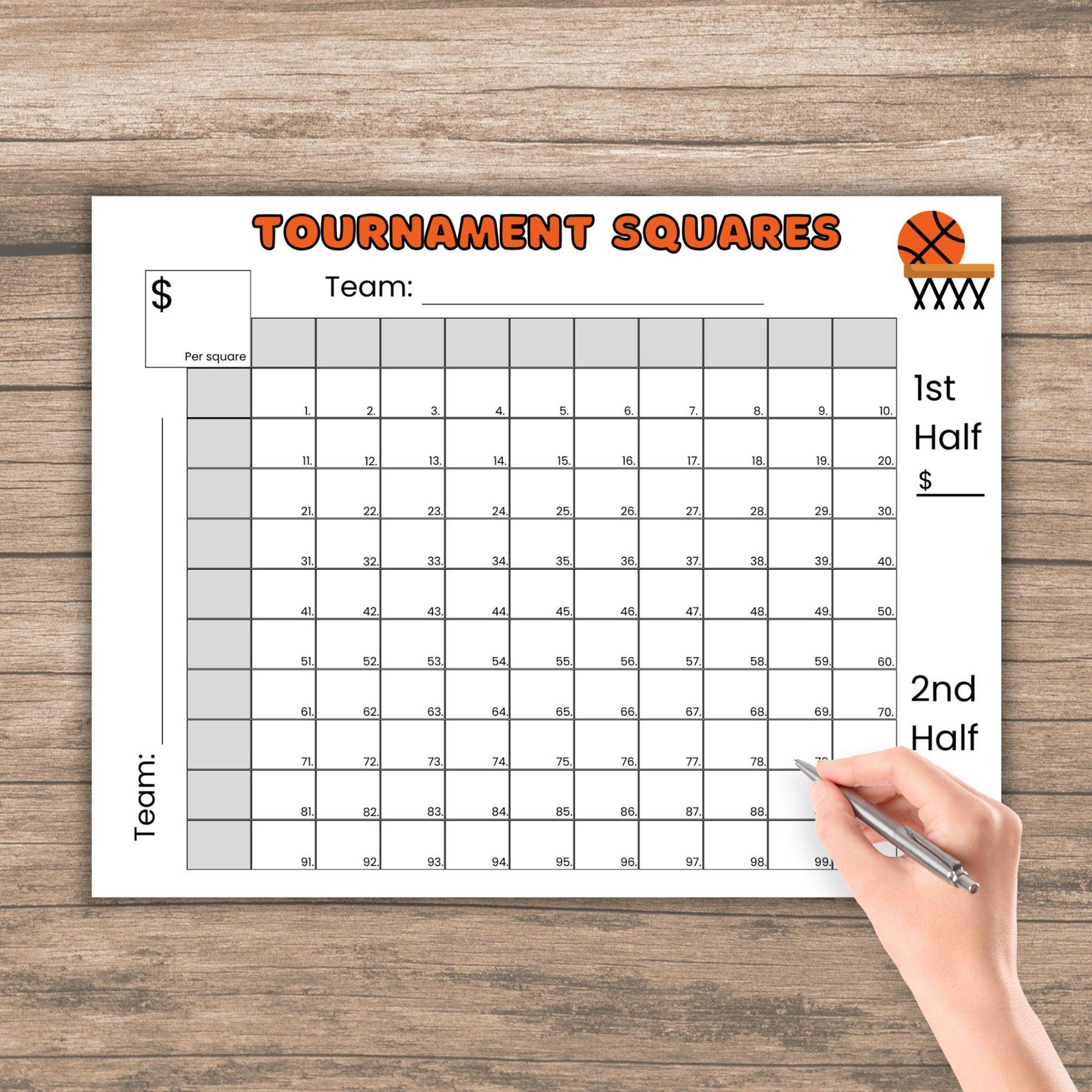 Tournament Squares Game, College Basketball Squares Game, NCAA ...