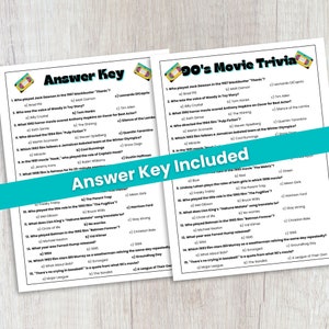 90s Movie Trivia Game, 90s Theme Party Game, 1990s Trivia Game, 90s ...