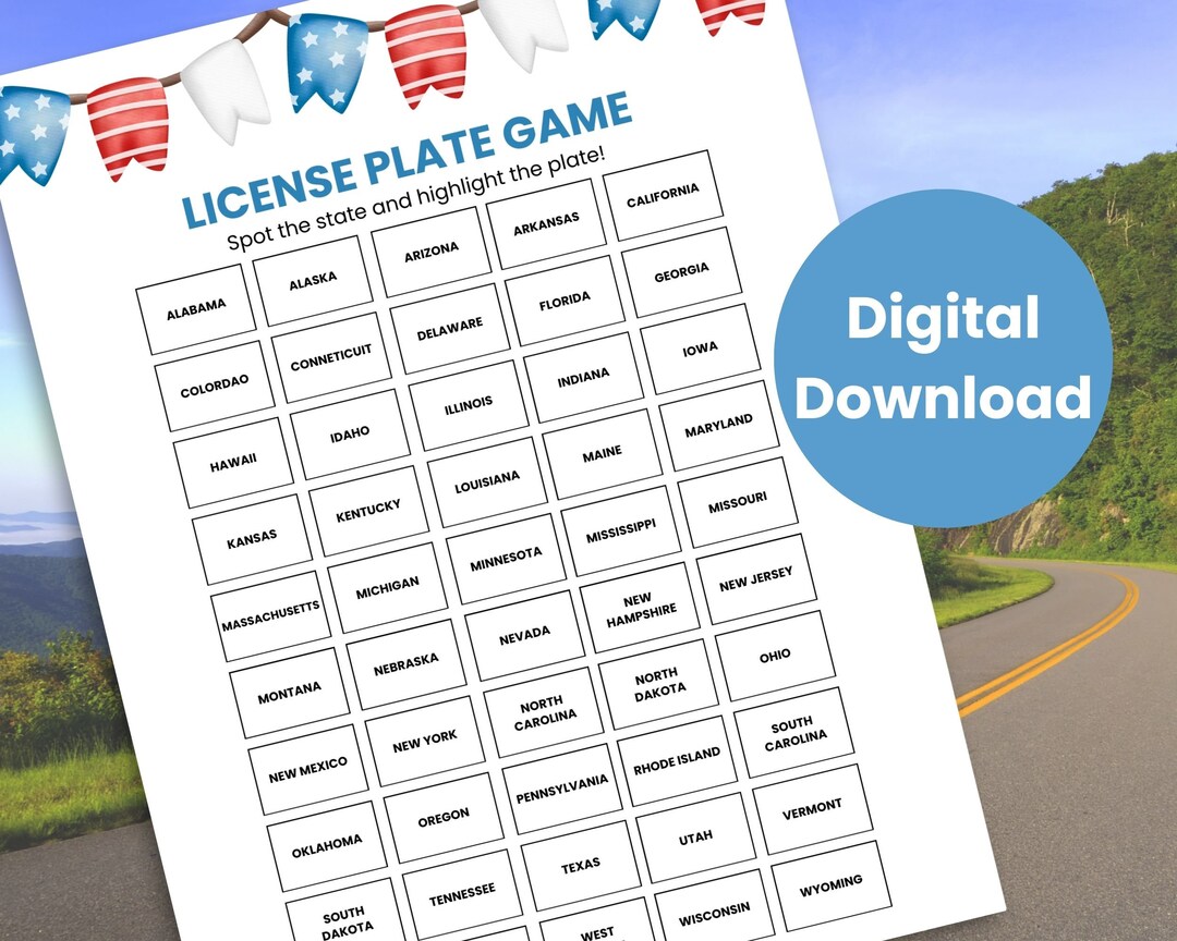License Plate Game Printable for Road Trips Road Trip - Etsy