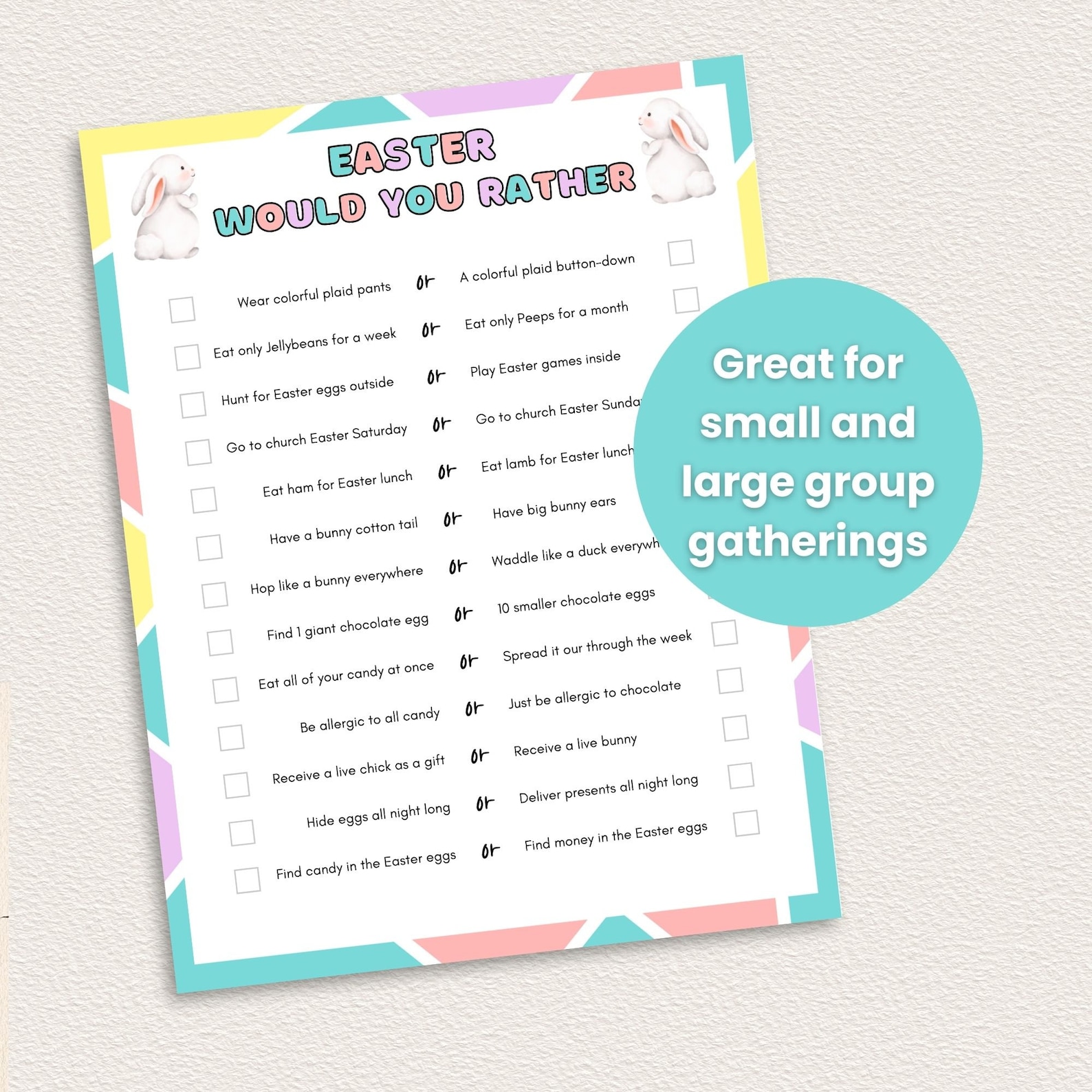 Easter Would Your Rather Game, Easter Activity for Kids and Adults ...