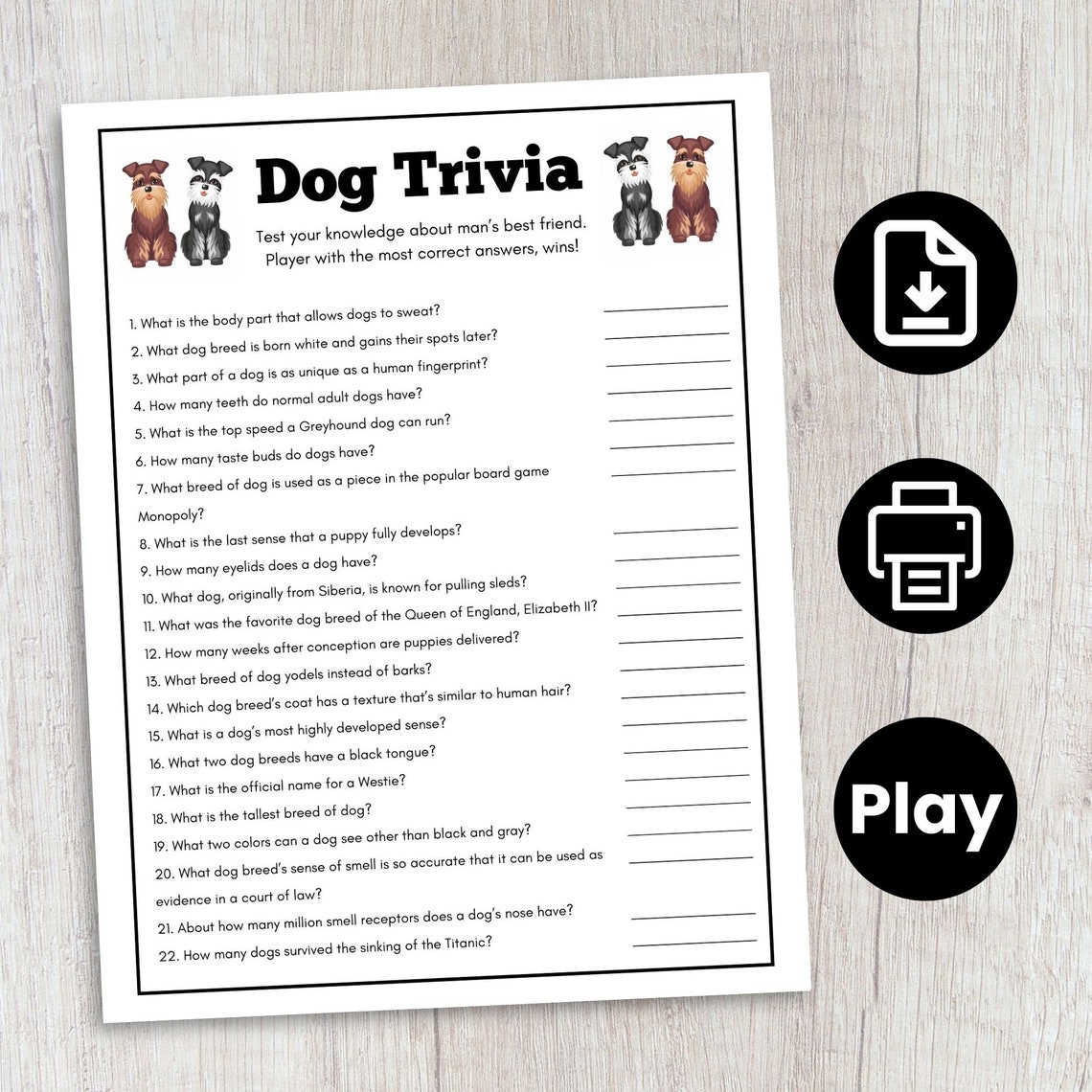 Dog Trivia Game, Dog Party Game, Pet Trivia, Dog Party Activity, Pet ...