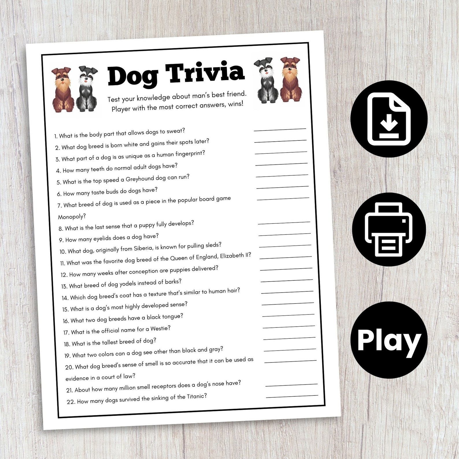 Dog Trivia Game, Dog Party Game, Pet Trivia, Dog Party Activity, Pet ...