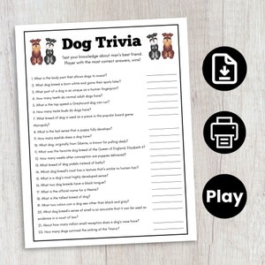 Dog Trivia Game, Dog Party Game, Pet Trivia, Dog Party Activity, Pet ...
