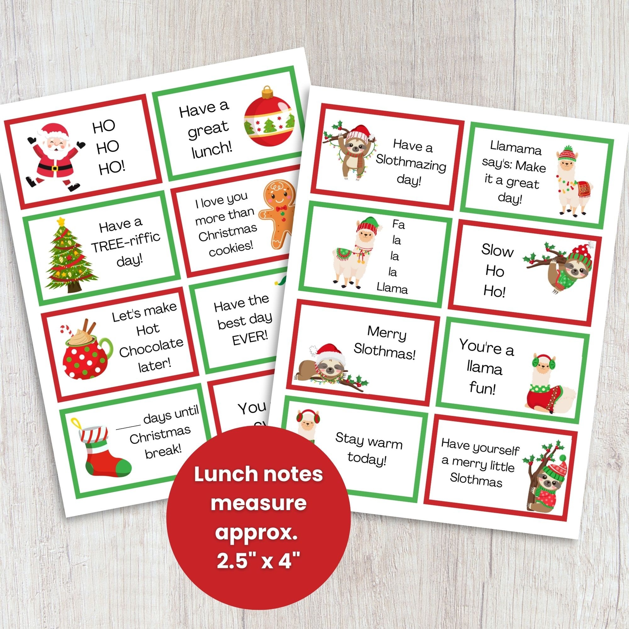 Christmas Lunch Box Notes for Kids, Editable Lunchbox Notes, Christmas ...