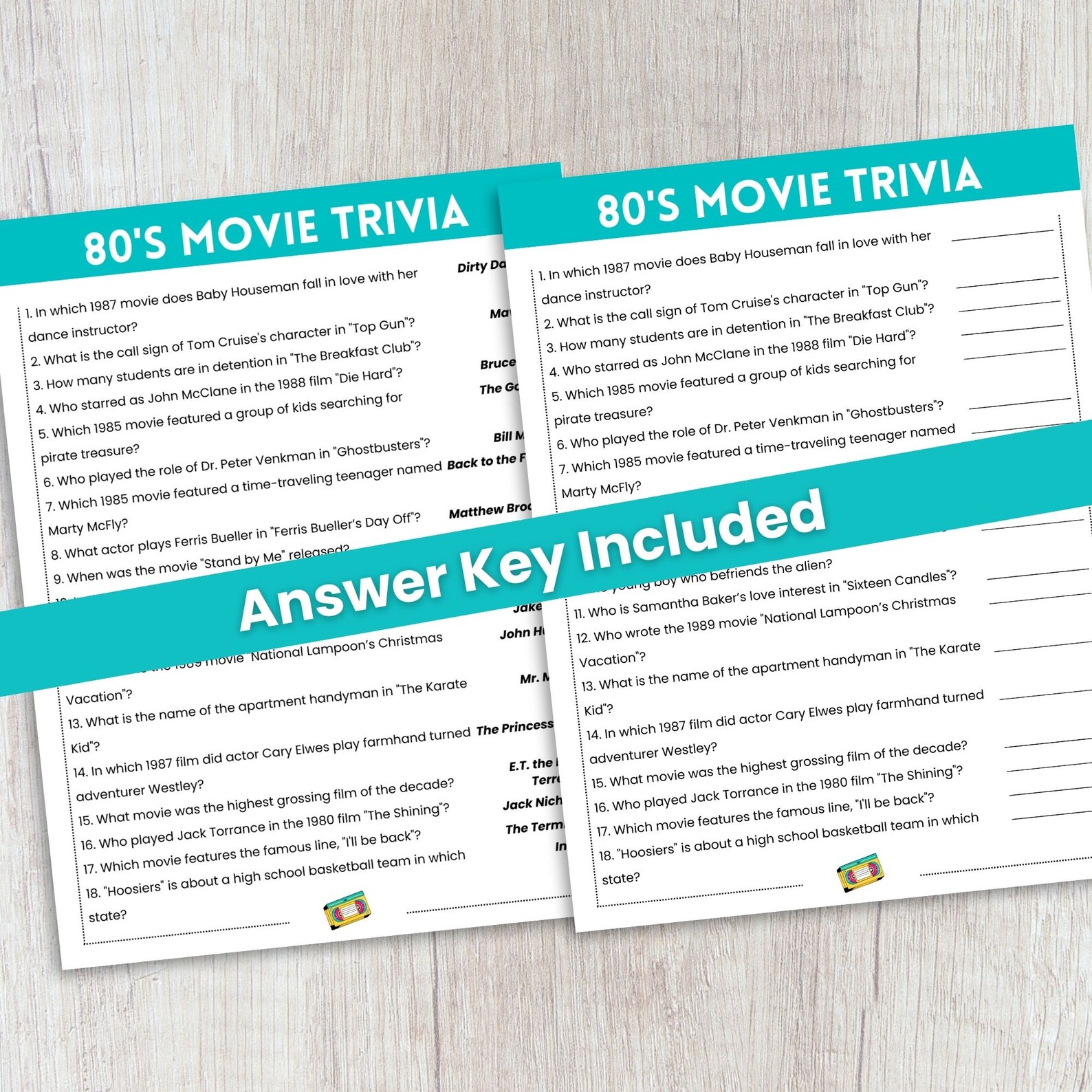 80s Movie Trivia Game, 80s Theme Party Game, 80s Trivia, Decades Trivia ...