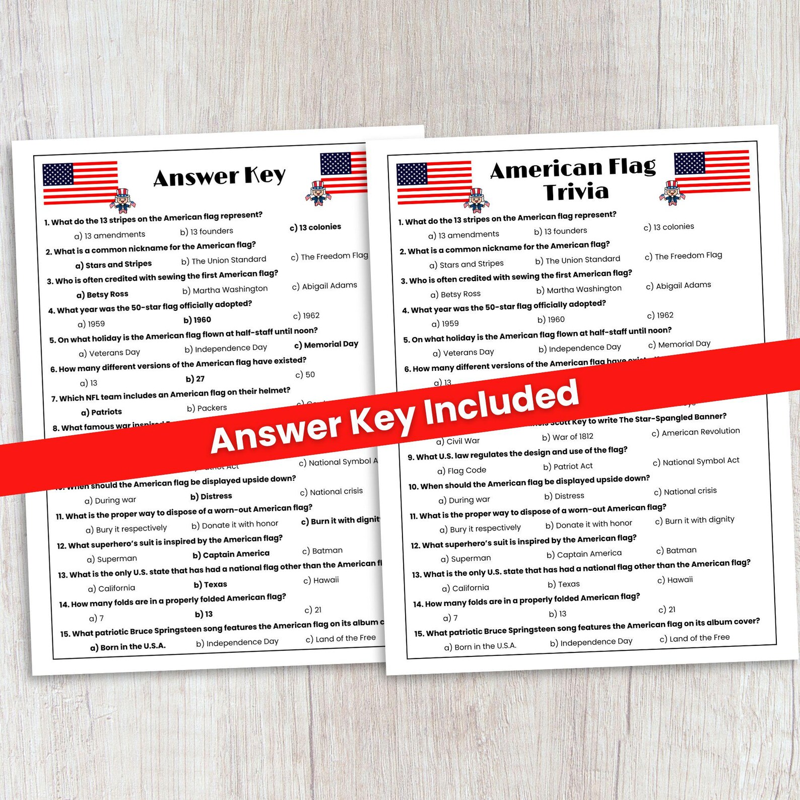 American Flag Trivia Game, USA Trivia, Patriotic Trivia, 4th of July ...
