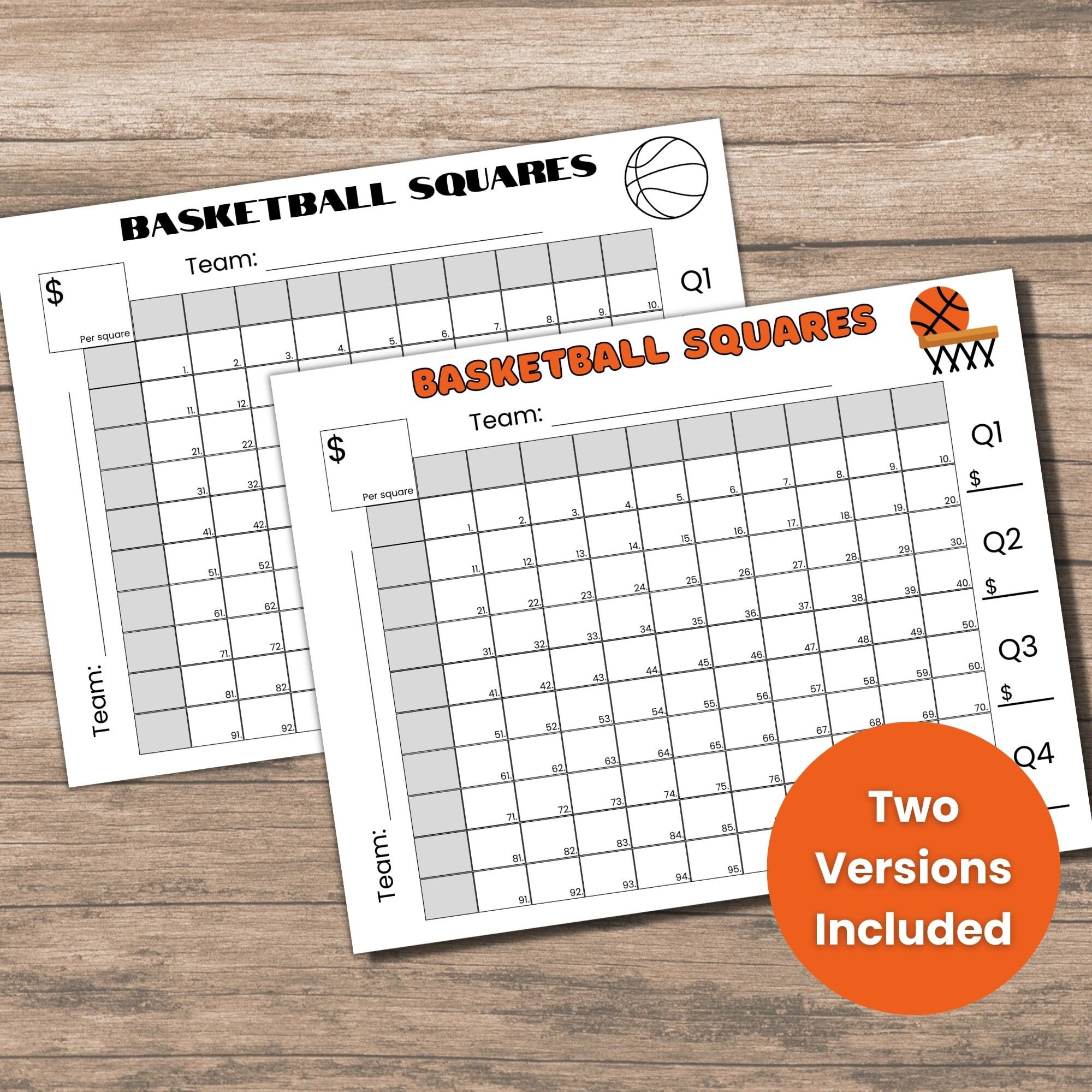 Basketball Squares Game Printable Basketball Fundraiser - Etsy
