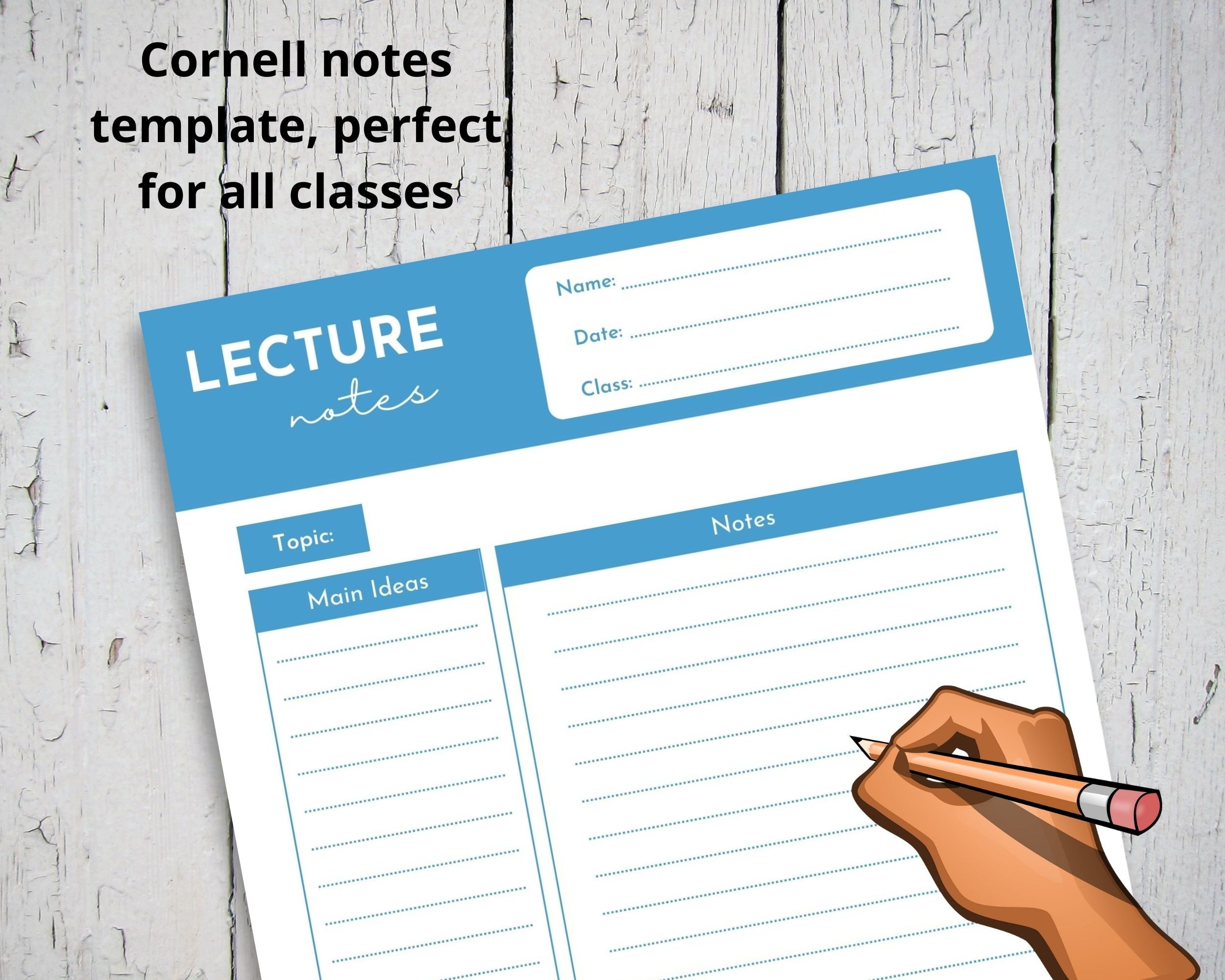 Lecture Notes Template Cornell Notes Printable Note Taking Template US ...